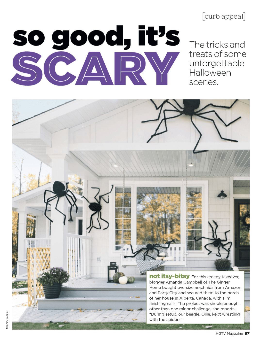 A Halloween Front Porch with Giant Spiders! - The Ginger Home