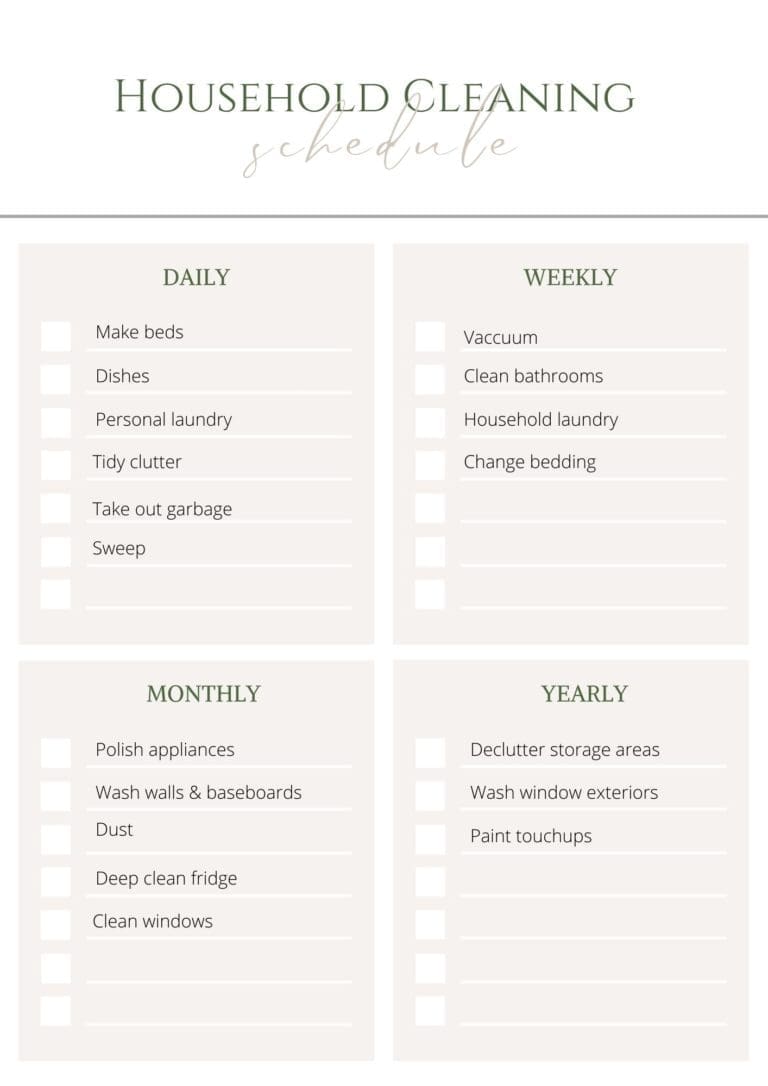 Free Printable Cleaning Charts - The Ginger Home