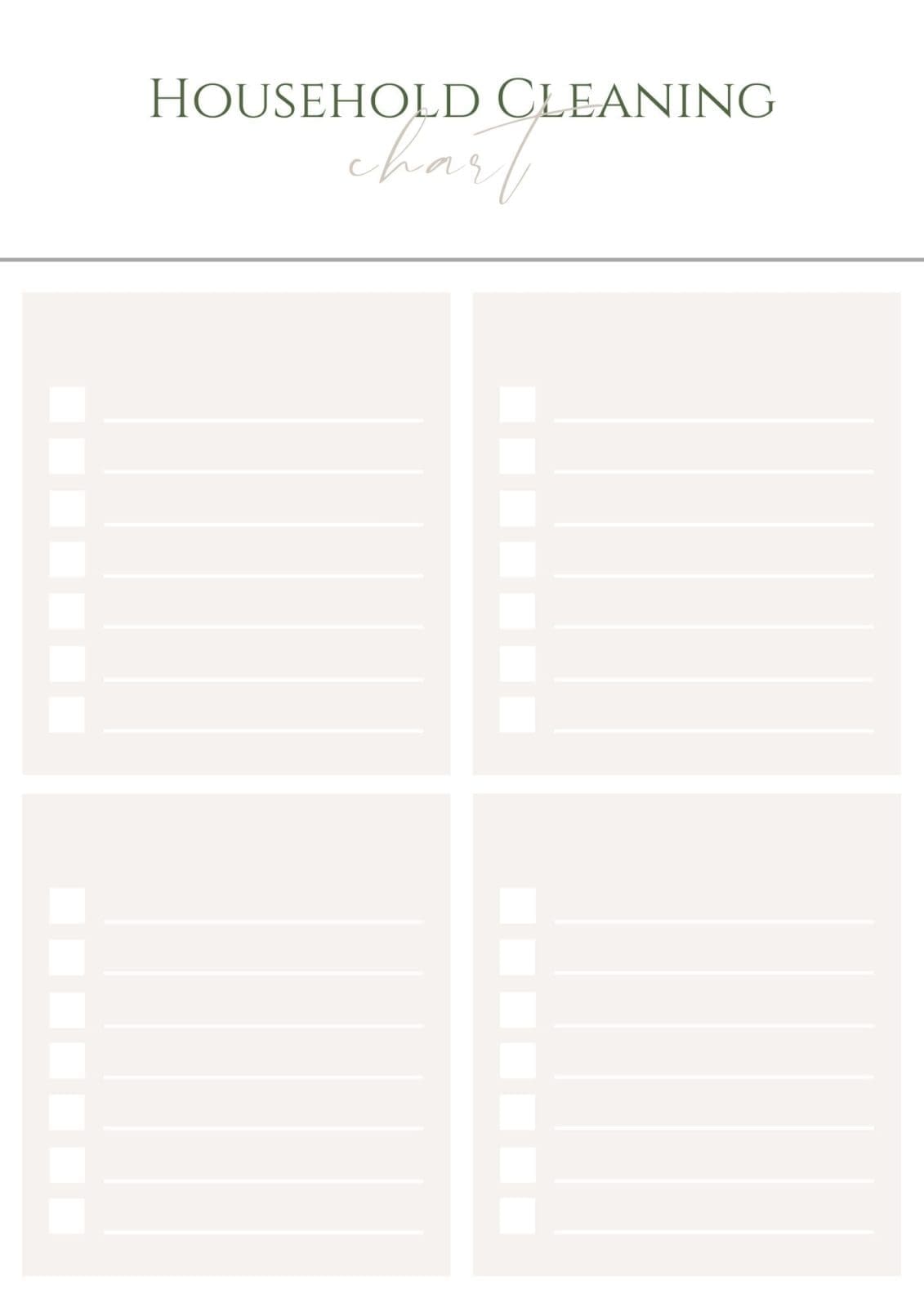 Free Printable Cleaning Charts - The Ginger Home